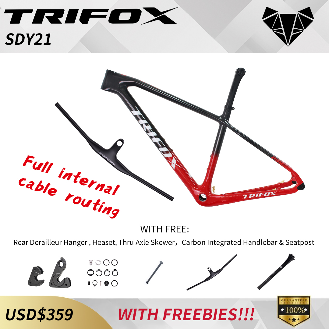 TRIFOXcycling 29er Ultra Light Carbon Hardtail MTB Frame SDY21 Disc